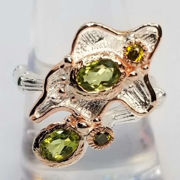 Jewelry | Peridot Sterling Silver Abstract Flower Ring | Poshmark